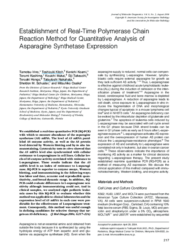 (PDF) Establishment of Real-Time Polymerase Chain Reaction Method for Quantitative Analysis of ...