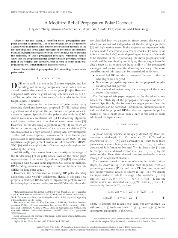 Pdf Enhanced Belief Propagation Polar Decoder