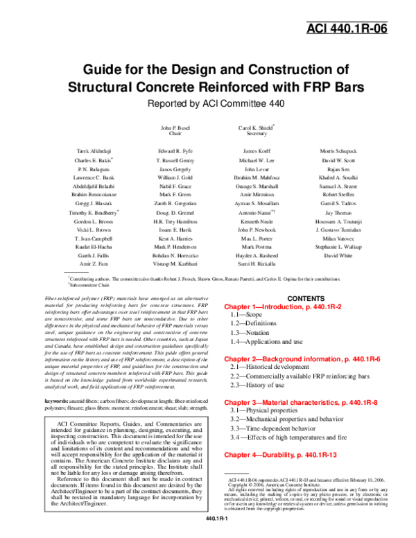 (PDF) Aci 4401r 06 guide for the design and construction with frp bars
