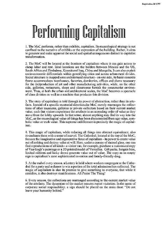 (PDF) Museum of Capitalism Ideas Competition: "Performing Capitalism"
