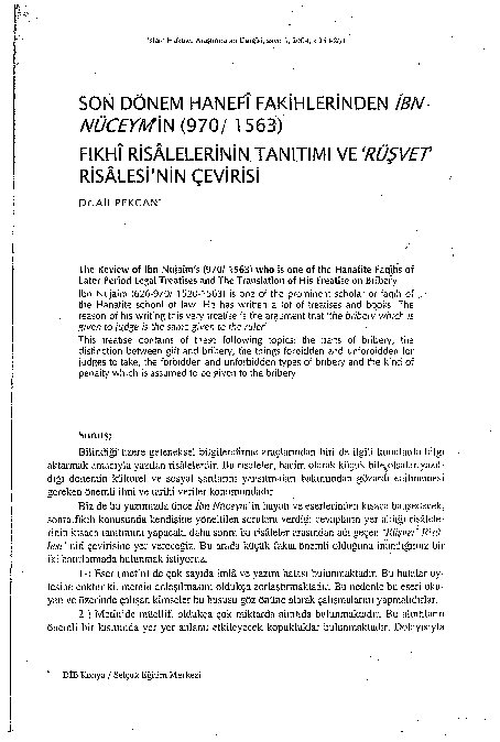 (PDF) İhad_2004.3 Son Dönem Hanefi Fakihlerinden İbn Nüceym'in (970 ...