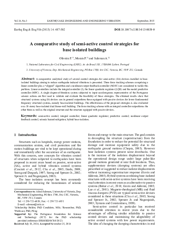 (PDF) A comparative study of semi-active control strategies for base isolated buildings ...