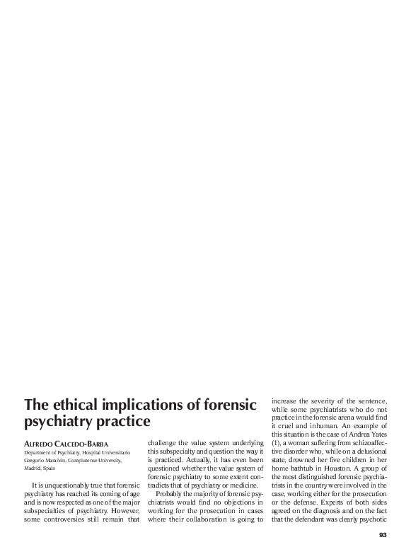 (PDF) The ethical implications of forensic psychiatry practice