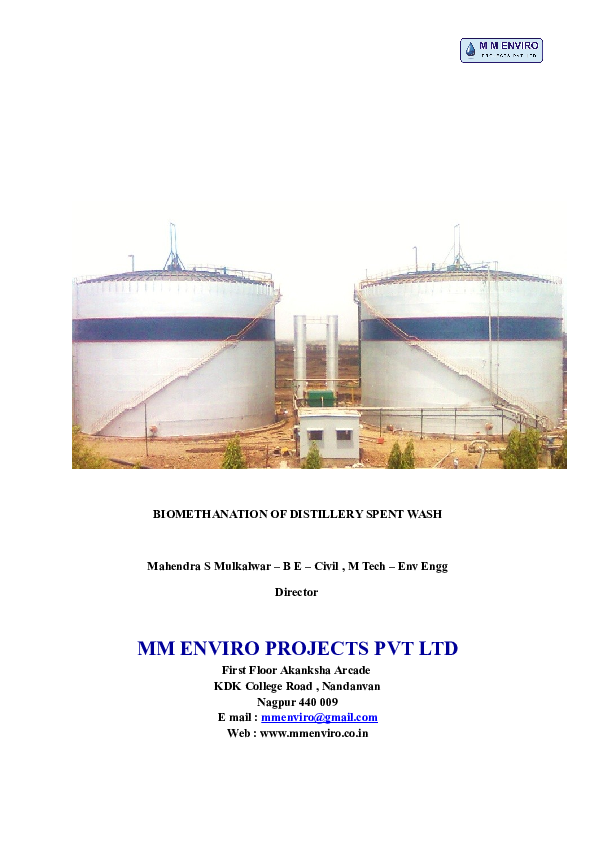 (DOC) Anaerobic Digestion of Distillery Spent Wash