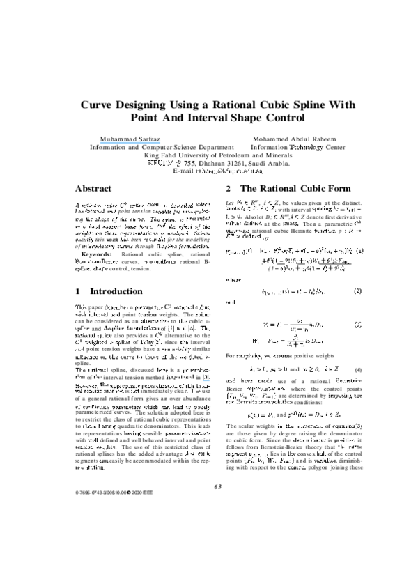Pdf Curve Designing Using A Rational Cubic Spline With Point