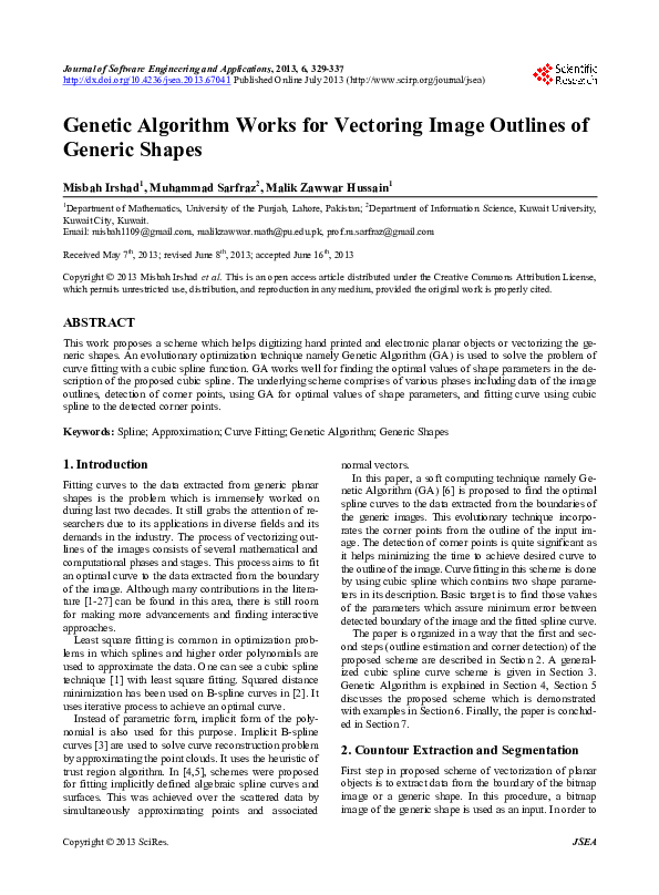 (PDF) Genetic Algorithm Works for Vectoring Image Outlines of Generic ...