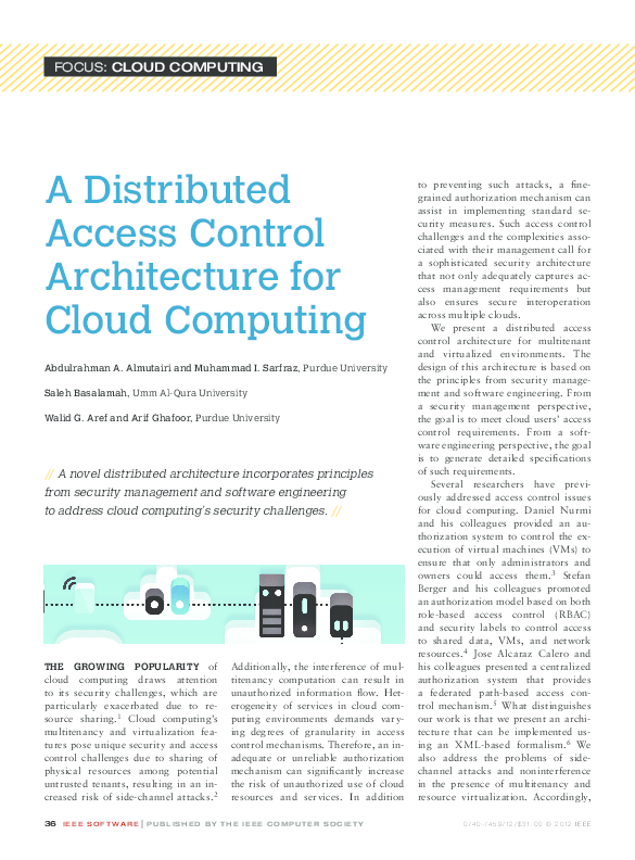 Pdf A Distributed Access Control Architecture For Cloud Computing