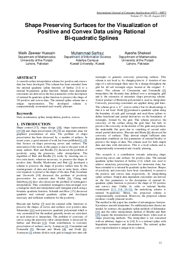 (PDF) Shape Preserving Surfaces for the Visualization of Positive and Convex Data using Rational ...