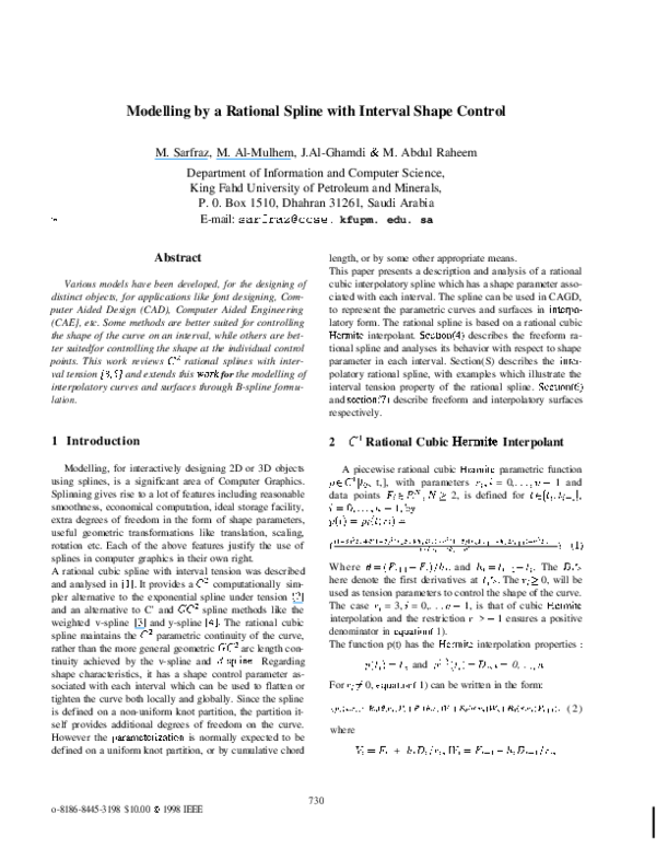 (PDF) Modelling by a rational spline with interval shape control | Muhammad Sarfraz - Academia.edu