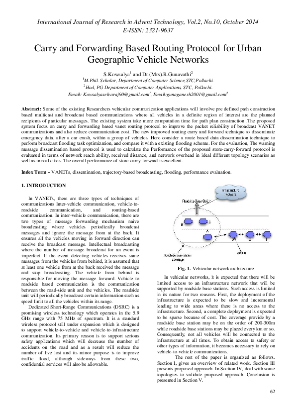 (PDF) Carry and Forwarding Based Routing Protocol for Urban Geographic ...