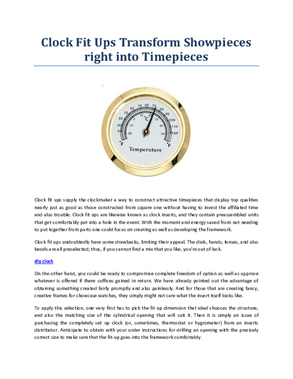 (PDF) Clock Fit Ups Transform Showpieces right into Timepieces | Royal ...