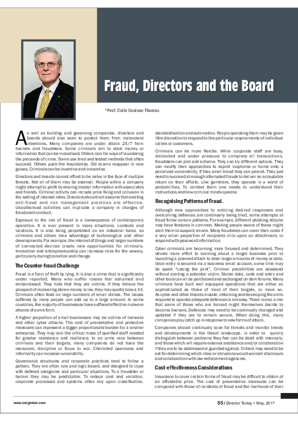 (PDF) Fraud, Directors and the Board