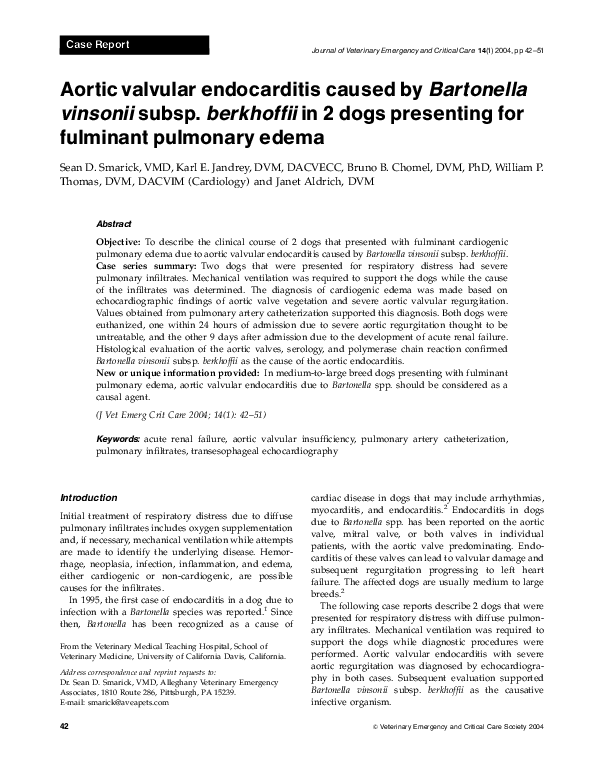 (PDF) Aortic valvular endocarditis caused by Bartonella vinsonii subsp ...