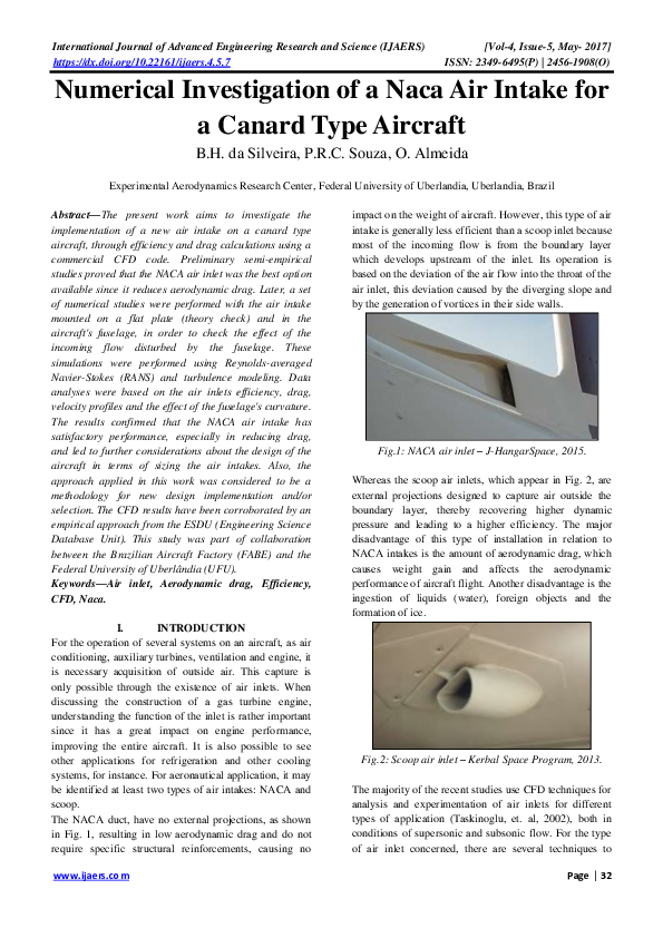(PDF) Numerical Investigation of a Naca Air Intake for a Canard Type ...