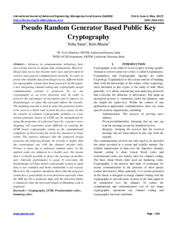 (PDF) Pseudo Random Generator Based Public Key Cryptography | Ijaems Journal - Academia.edu