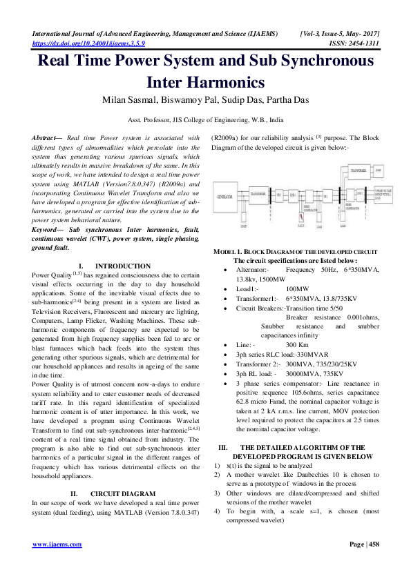 (PDF) Real Time Power System and Sub Synchronous Inter Harmonics