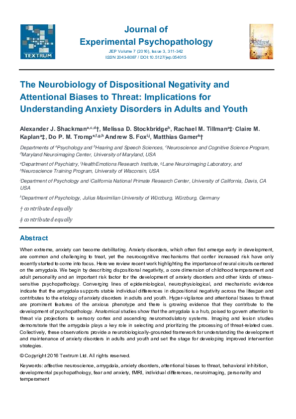 (PDF) The Neurobiology of Dispositional Negativity and Attentional ...