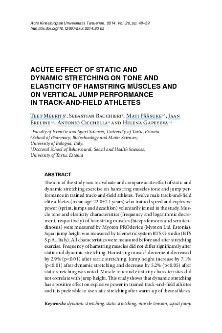 (PDF) Acute effect of static and dynamic stretching on tone and elasticity of hamstring muscle ...