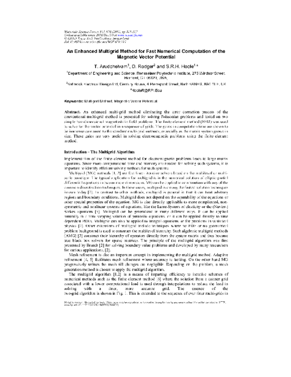 Pdf An Enhanced Multigrid Method For Fast Numerical Computation Of The Magnetic Vector