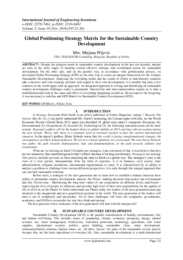 (PDF) Global Positioning Strategy Matrix for the Sustainable Country ...