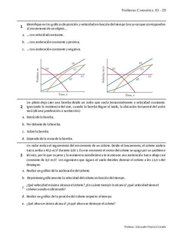 (PDF) Problemas Cinemática 1D -2D