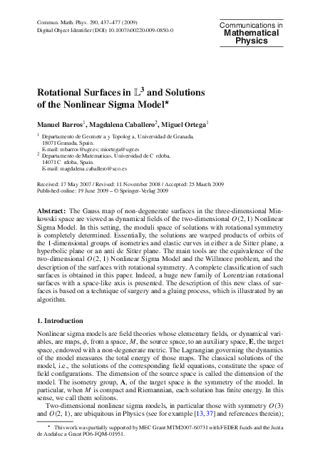 (PDF) Rotational Surfaces in and Solutions of the Nonlinear Sigma Model