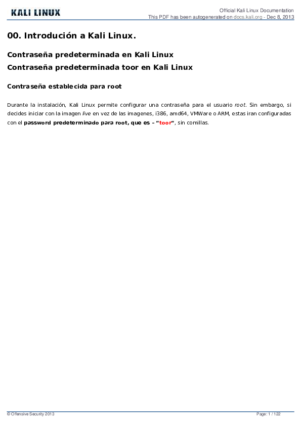 (PDF) Kali Linux Official Documentation | Jesús Alan Ramírez Morales ...