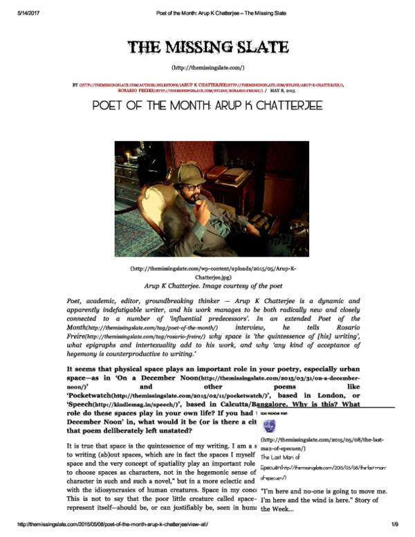 (PDF) Interview with Arup K Chatterjee, by Rosario Freire | Arup K ...