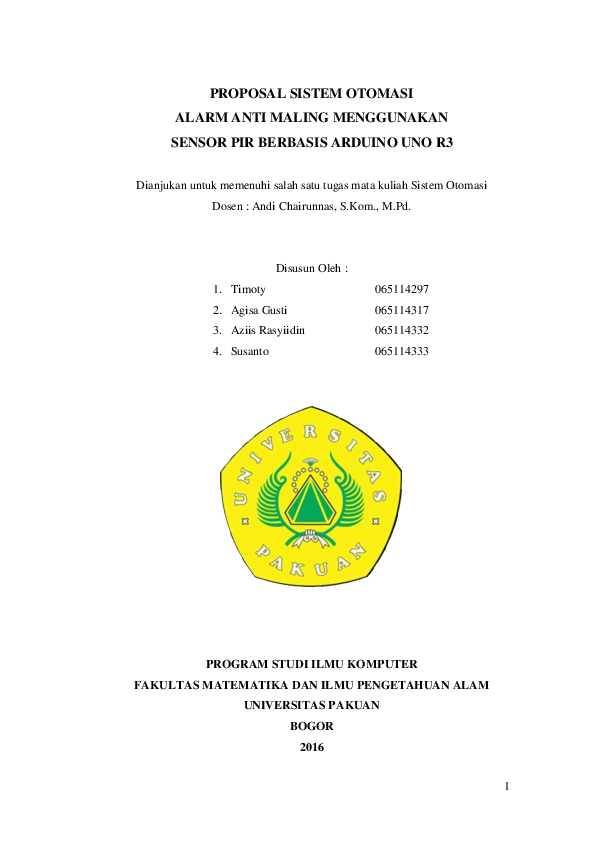 Pdf Proposal Alarm Anti Maling Menggunakan Sensor Pir Berbasis