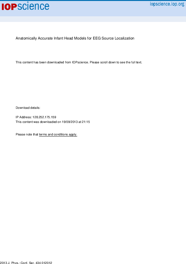 Pdf Anatomically Accurate Infant Head Models For Eeg Source Localization