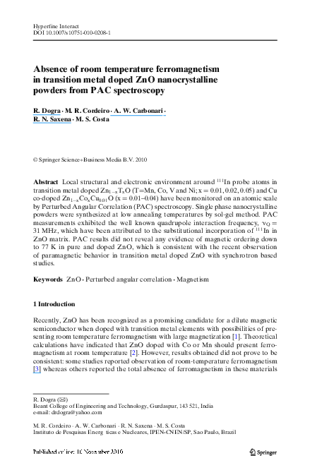 (PDF) Surface Defects: Possible Source of Room Temperature ...