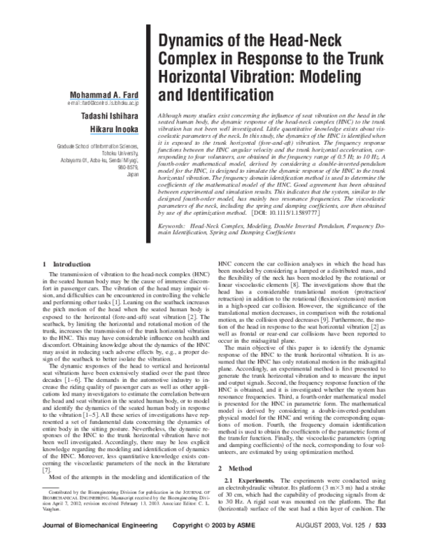 (PDF) Dynamics of the Head-Neck Complex in Response to the Trunk ...