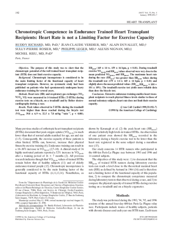 (PDF) Chronotropic Competence in Endurance-Trained Heart Transplant ...