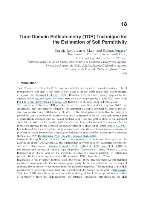 (PDF) Time-Domain Reflectometry (TDR) Technique for the Estimation of Soil Permittivity
