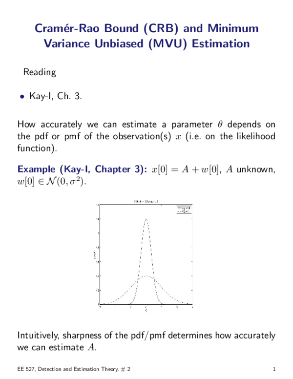 (PDF) Cramér-Rao Bound (CRB) and Minimum Variance Unbiased (MVU) Estimation