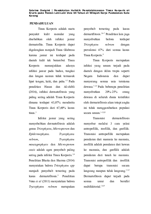 (DOC) PENDAHULUAN Sabrine Dwigint | Pendekatan Holistik Penatalaksanaan ...