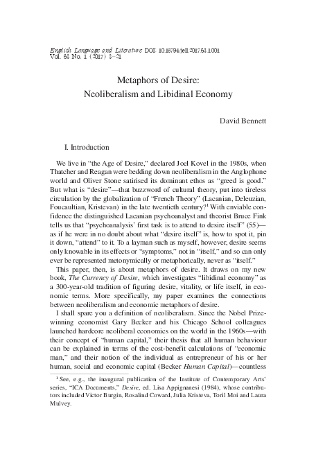 (PDF) Metaphors of Desire: Neoliberalism and Libidinal Economy