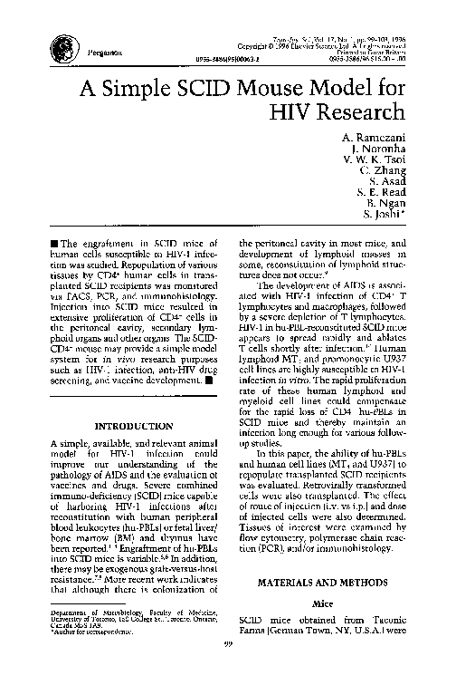 (PDF) A simple SCID mouse model for HIV research