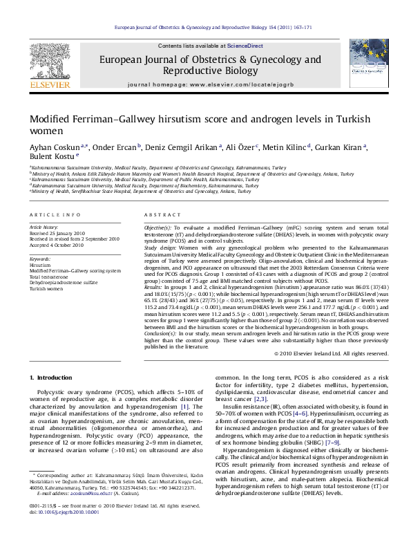 (PDF) Modified Ferriman–Gallwey hirsutism score and androgen levels in ...