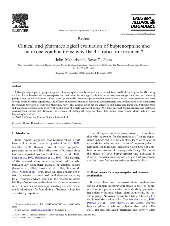 (PDF) Clinical and pharmacological evaluation of buprenorphine and ...