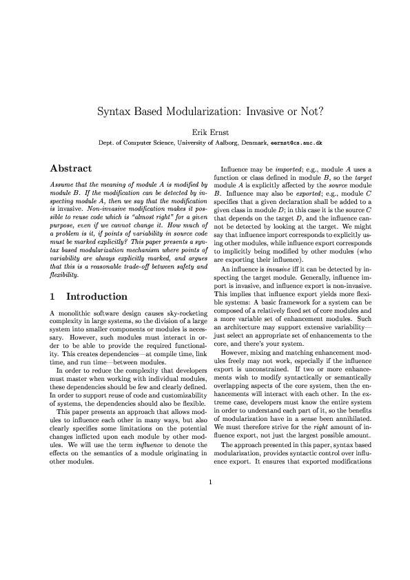 Pdf Syntax Based Modularization Invasive Or Not