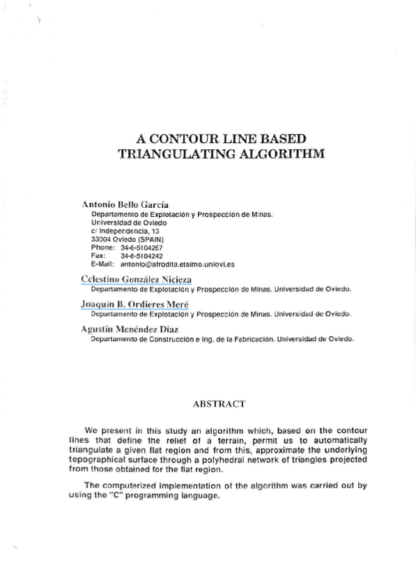 Pdf A Contour Line Based Triangulating Algorithm