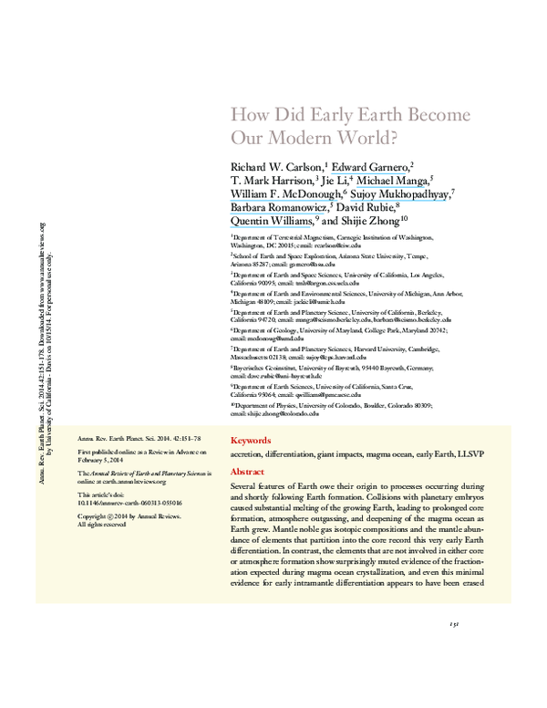 (PDF) How Did Early Earth Become Our Modern World?