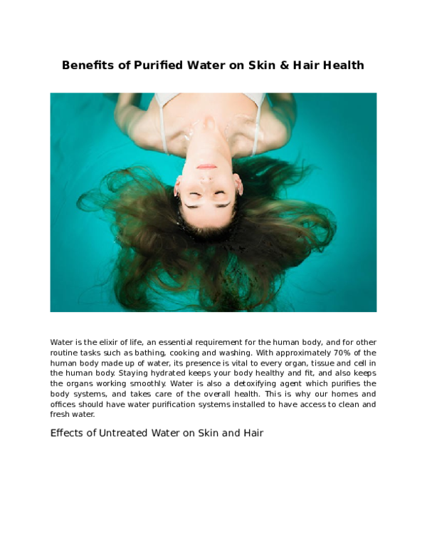 (DOC) Benefits of Purified Water on Skin & Hair Health