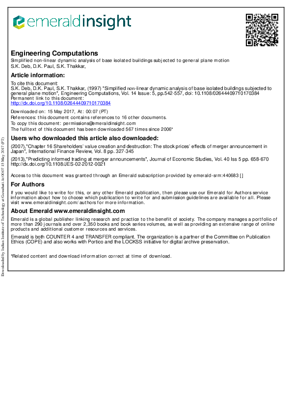 (PDF) Engineering Computations Simplified non-linear dynamic analysis ...