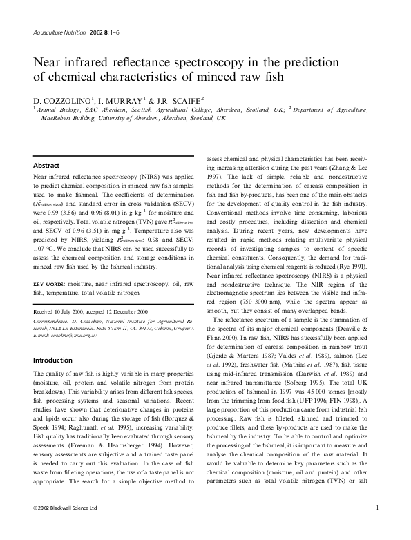 (PDF) Near infrared reflectance spectroscopy in the prediction of chemical characteristics of ...
