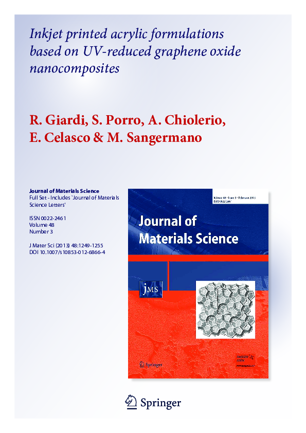 (PDF) Inkjet printed acrylic formulations based on UV-reduced graphene ...