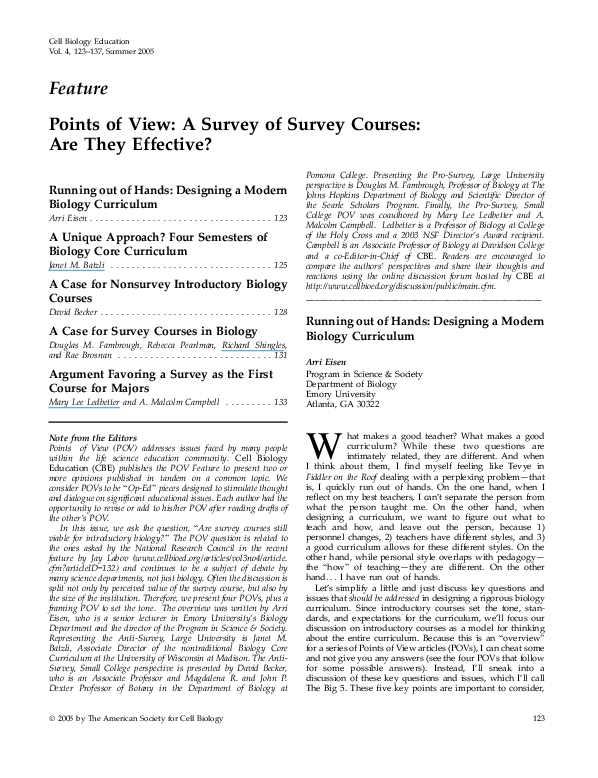 (PDF) Points of View: A Survey of Survey Courses: Are They Effective ...