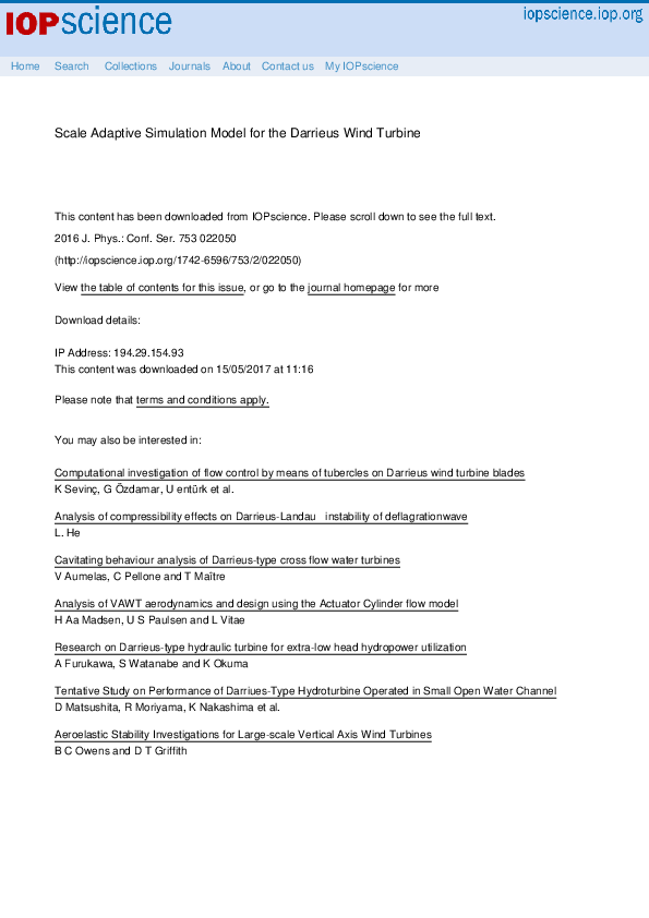 (PDF) Scale Adaptive Simulation Model for the Darrieus Wind Turbine ...