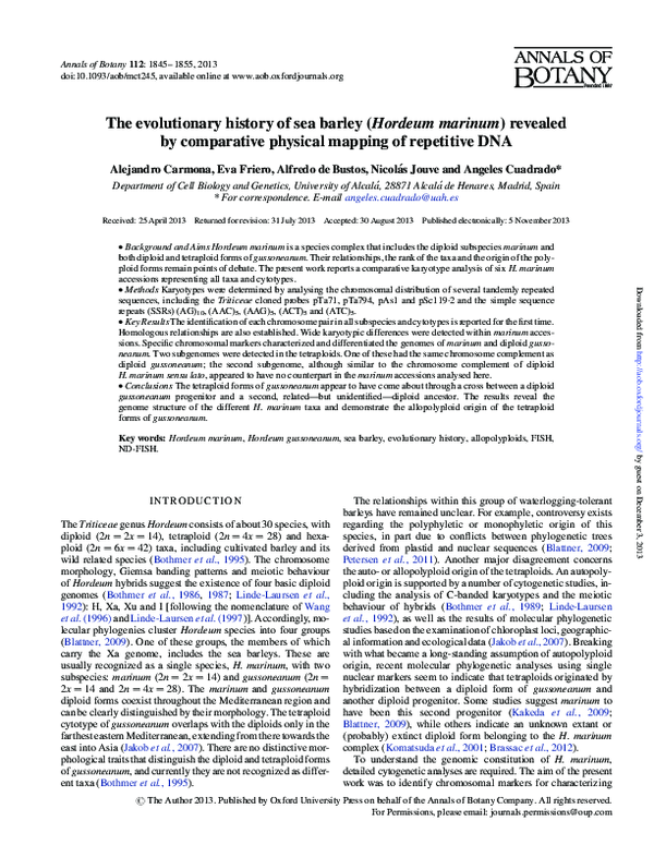 (PDF) The evolutionary history of sea barley (Hordeum marinum) revealed ...